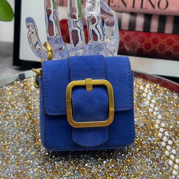 Tory Burch | Bags | Tory Burch Sawyer Mini Bag Key Fob Blue Suede ...